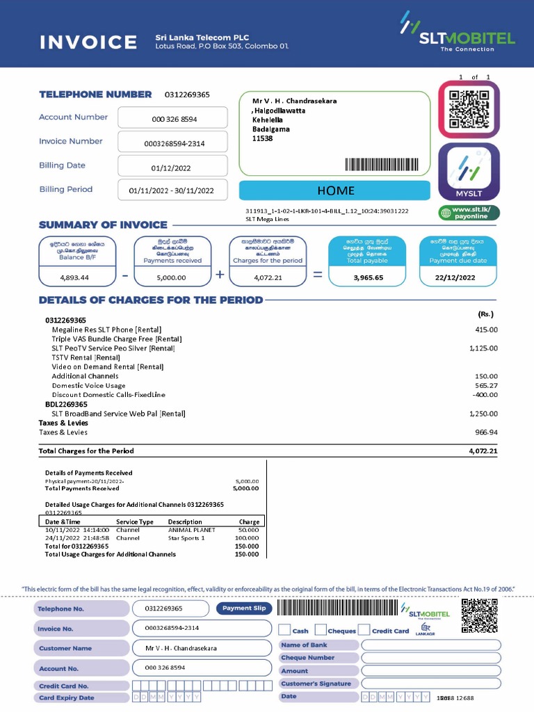 SLT Bill Summary and Usage Details | PDF | Taxes | Government Finances