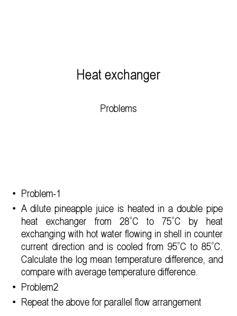 Heat Exchanger Problems | PDF | Science & Mathematics | Technology ...