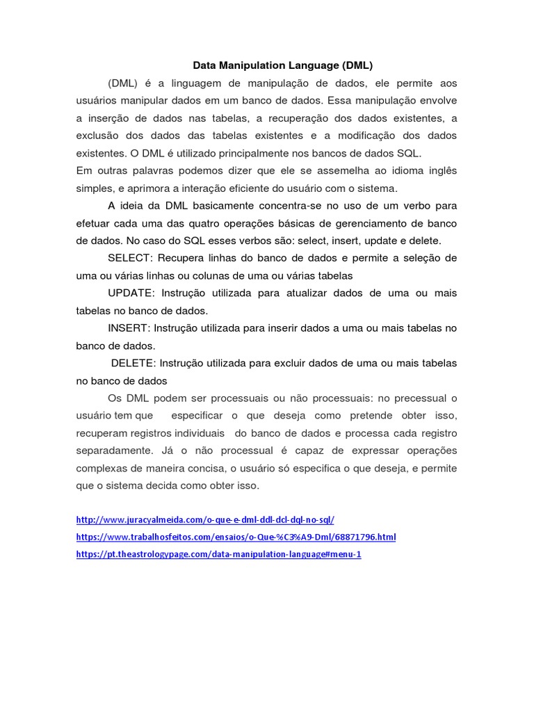 Data Manipulation Language (DML) | PDF