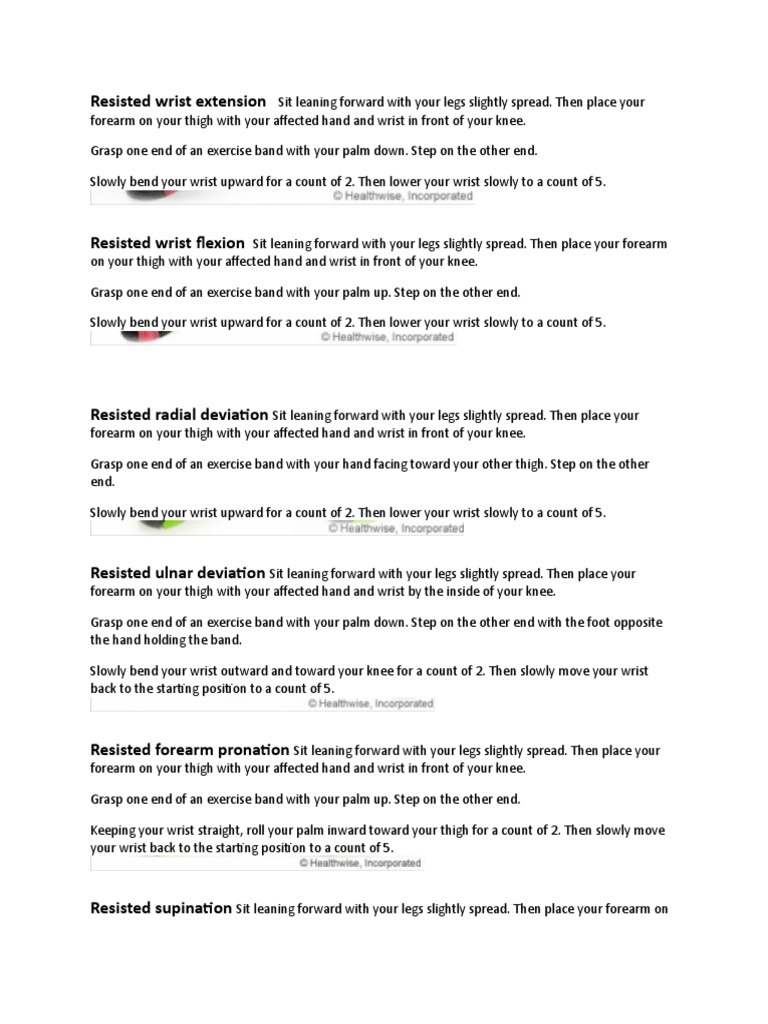 Wrist Sprain Rehab Exercises | PDF
