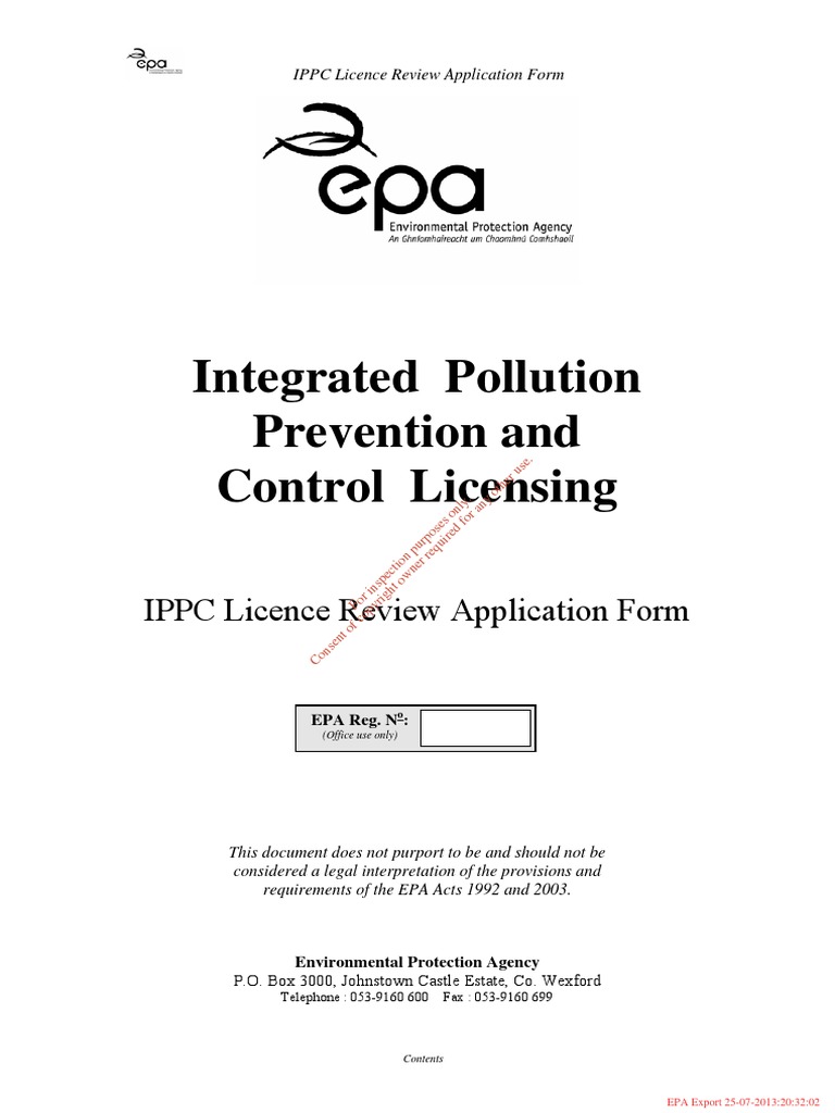 Integrated Pollution Prevention and Control Licensing: IPPC Licence ...