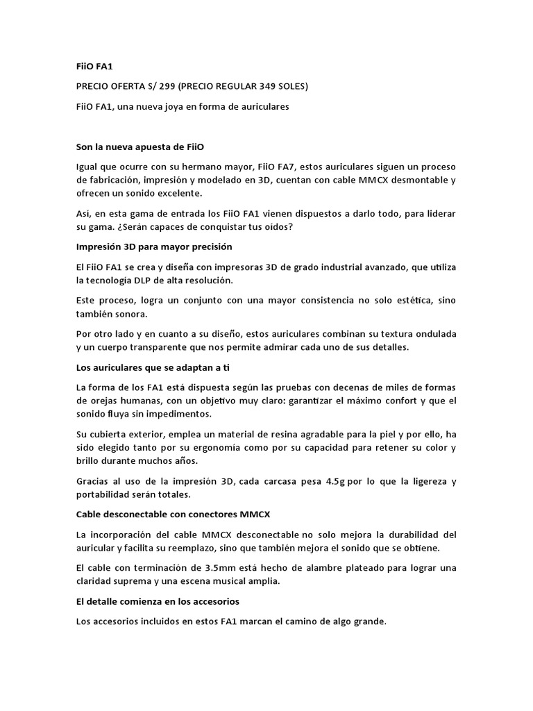 Fiio Fa1 | PDF