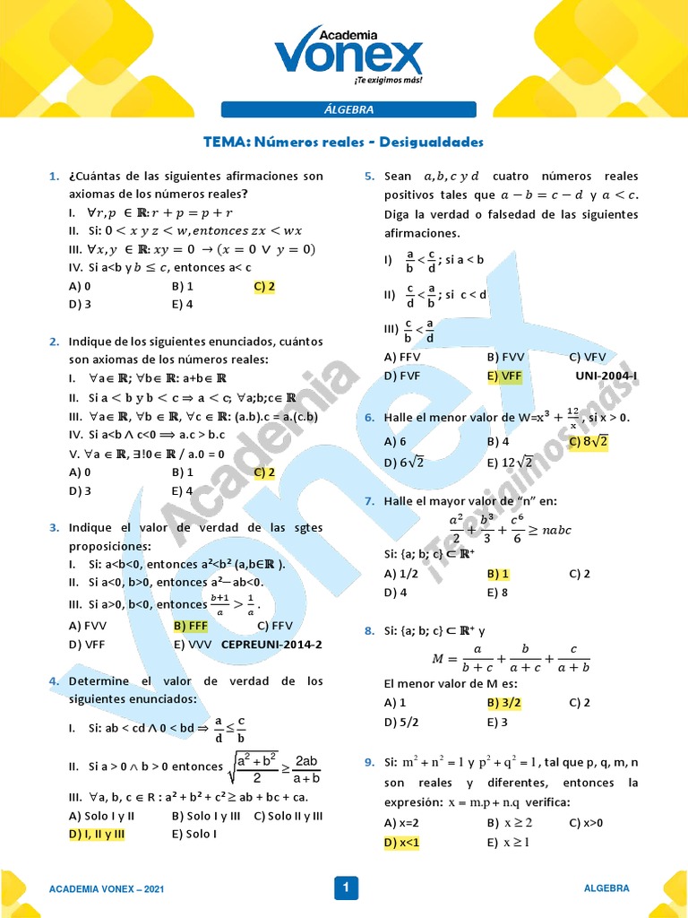 Algebra Sem.3 | PDF | Números | Análisis complejo