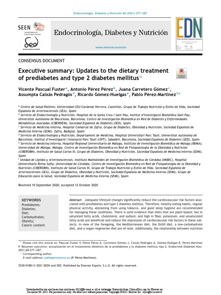 Executive Summary - Updates To The Dietary Treatment of Prediabetes and ...
