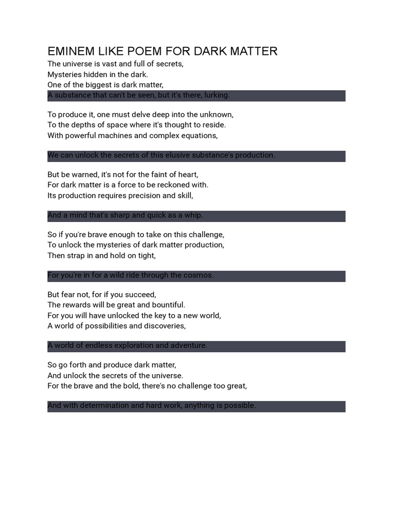 Dark Matter Poem | PDF