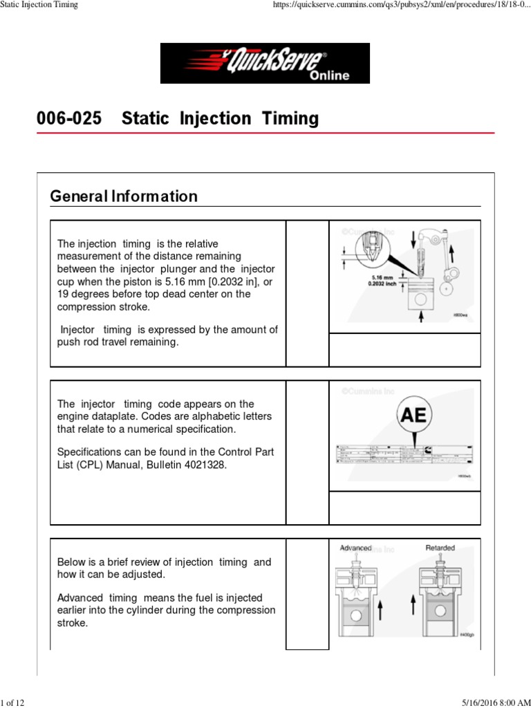 Static Injector Timing | PDF | Internal Combustion Engine | Engines
