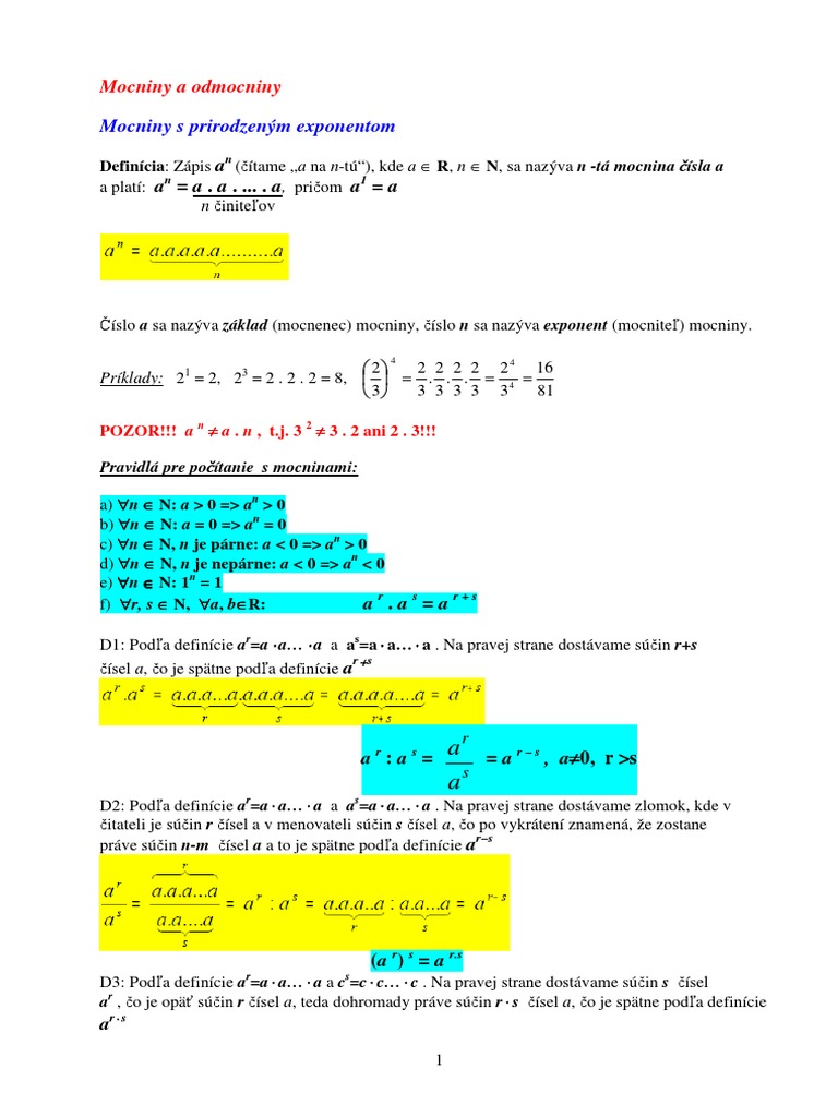 08 - Mocniny A Odmocniny | PDF