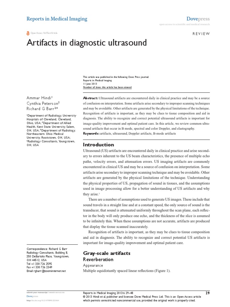 Artifacts In Diagnostic Ultrasound Pdf Medical Ultrasound Attenuation