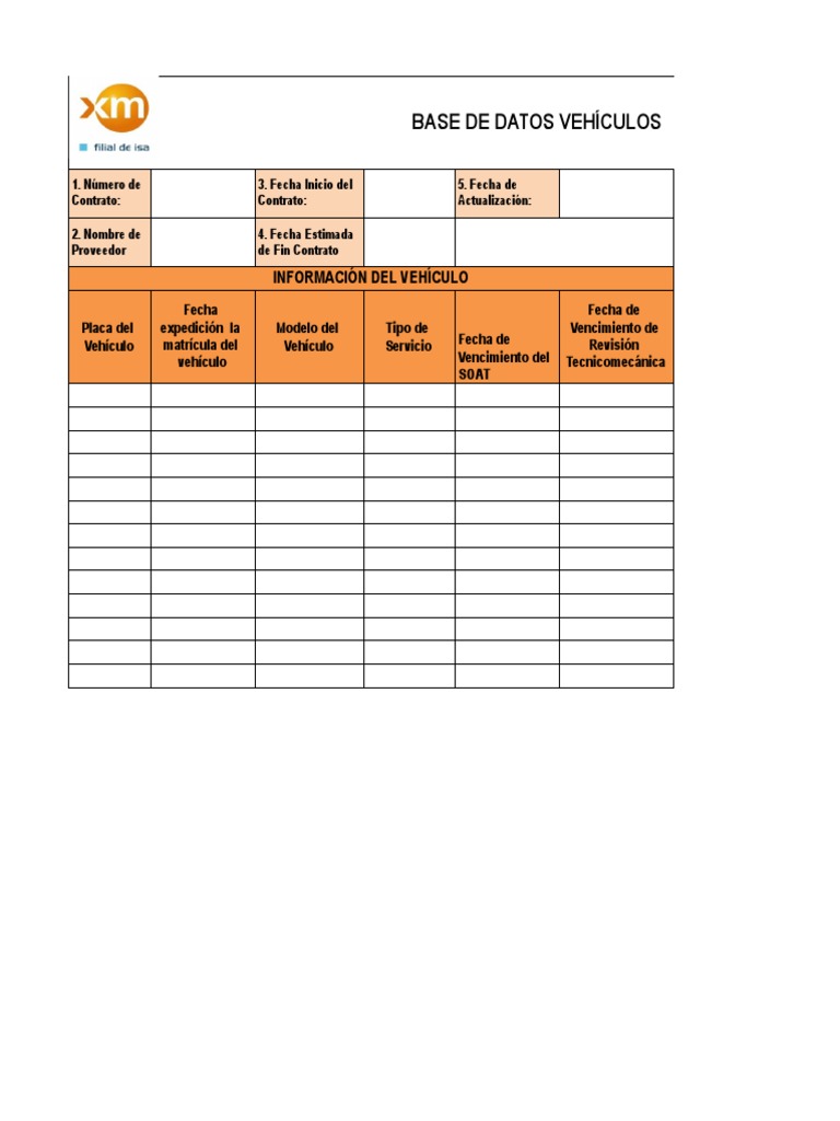 Anexo1 Base de Datos SST - XLSX - VEHICULOS | PDF