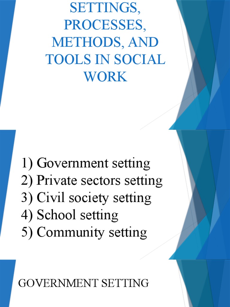 Settings Processes Methods And Tools Of Social Work Pdf