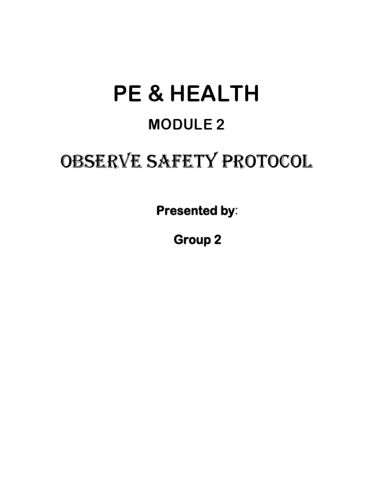Observe Safety Protocol P.E. Written Report | PDF | Dehydration ...