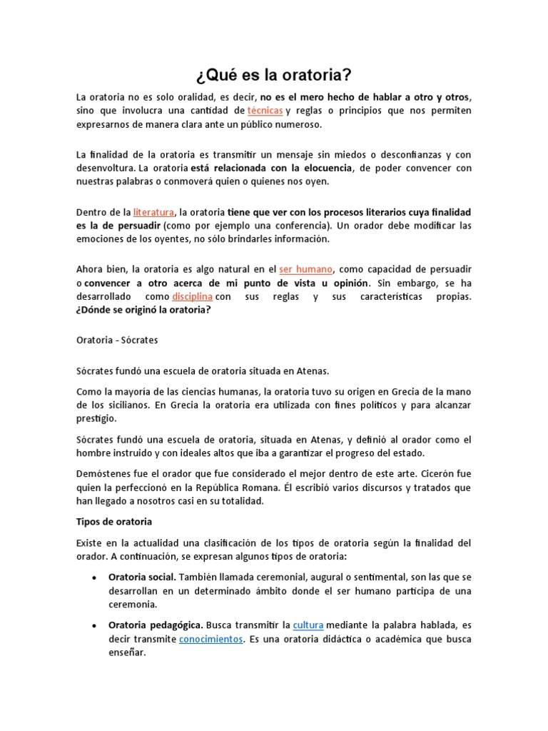 La Oratoria | PDF | Hablar en público