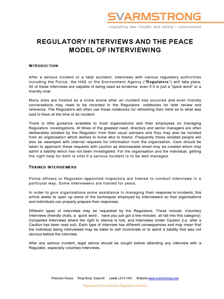 Peace Model of Interviewing | PDF | Interview | Prosecutor
