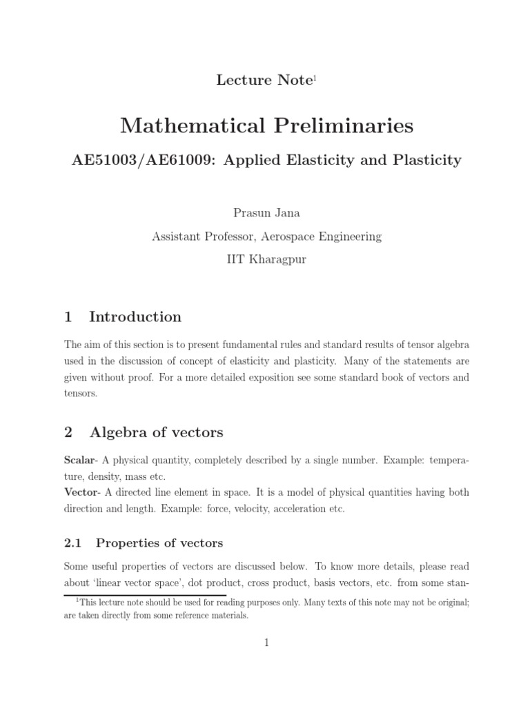 2 - Mathematical Preliminaries | PDF | Eigenvalues And Eigenvectors | Tensor