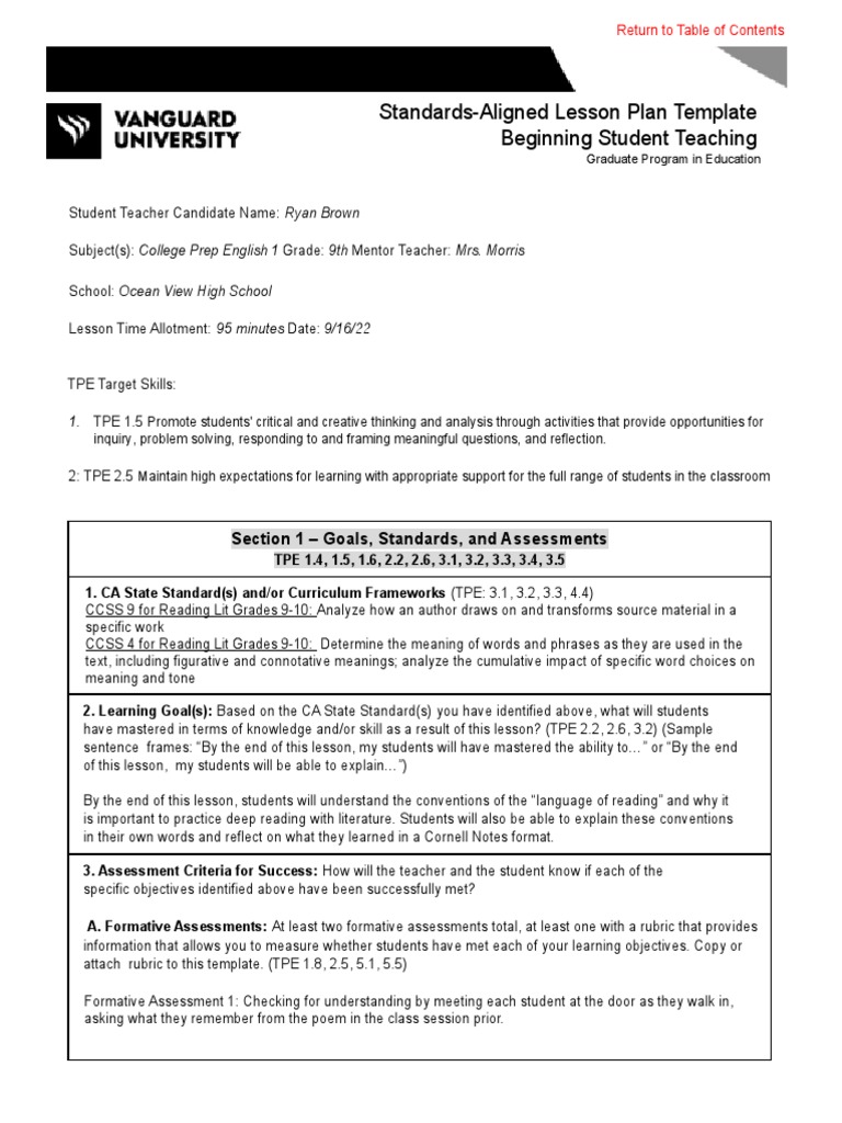 Lesson Plan 1 | Download Free PDF | Educational Assessment | Lesson Plan