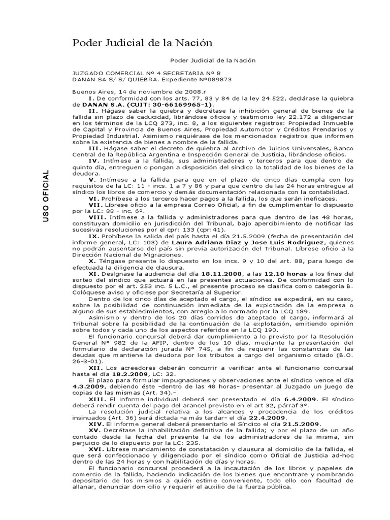 Quiebra - Declaracion de Quiebra - LCQ 077 | PDF | Bancarrota | Economias