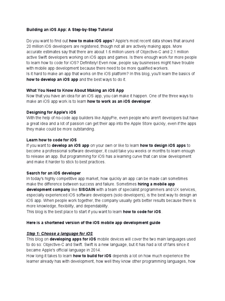 Building An iOS App - A Step-by-Step Tutorial | PDF | Ios | Xcode