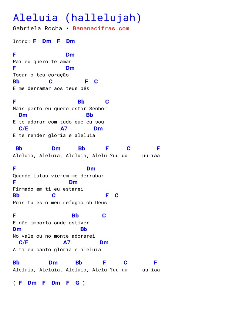 Aleluia (Hallelujah) - Gabriela Rocha - Cifra | PDF