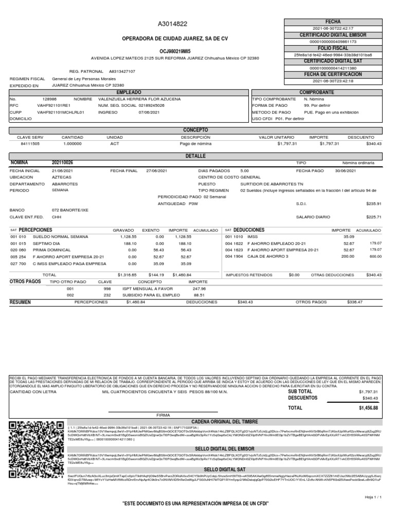 CFDI Recibo PDF | PDF