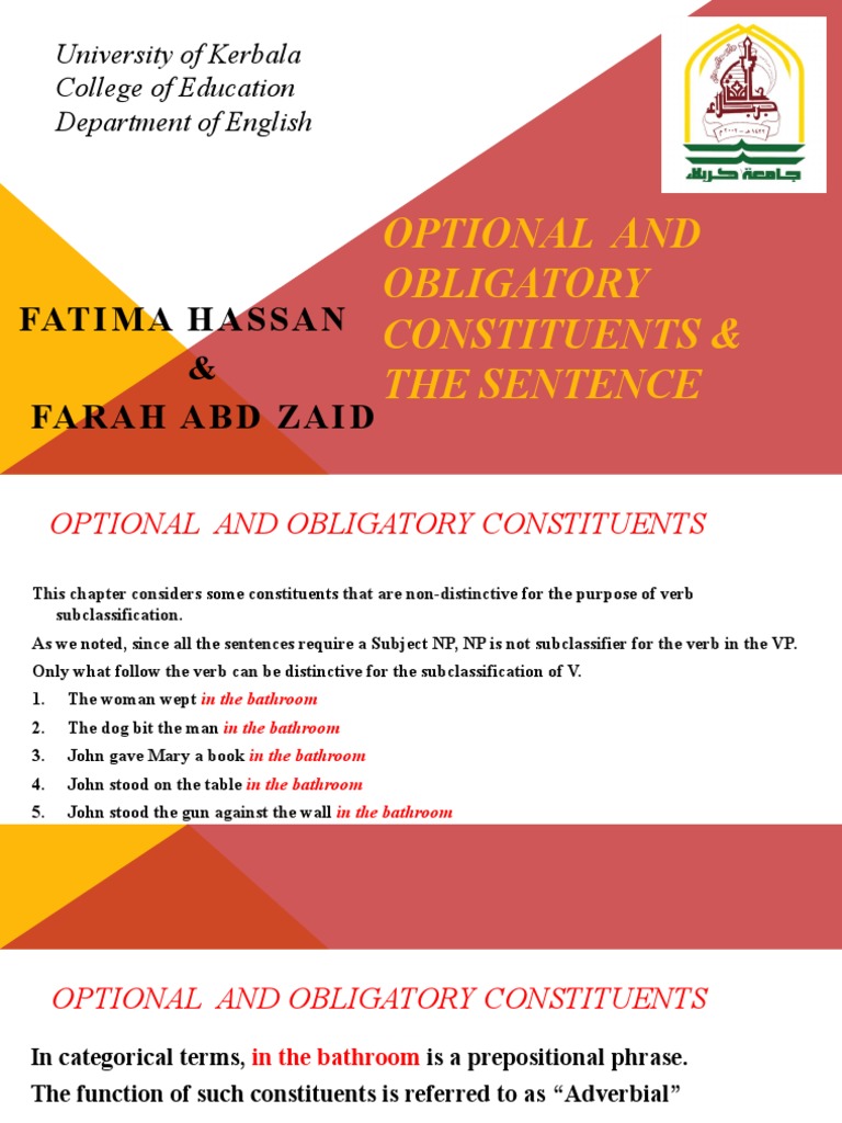 Optional and Obligatory | PDF | Adverb | Syntactic Relationships