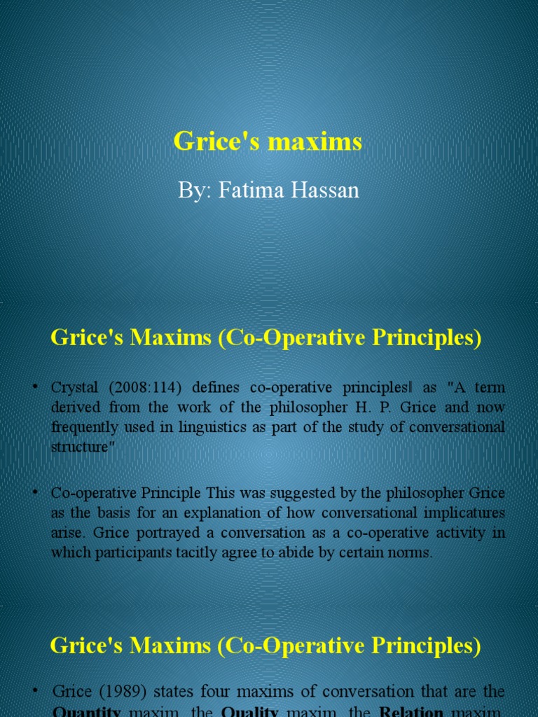Grice's Maxims Explained | PDF | Human Communication | Cognition