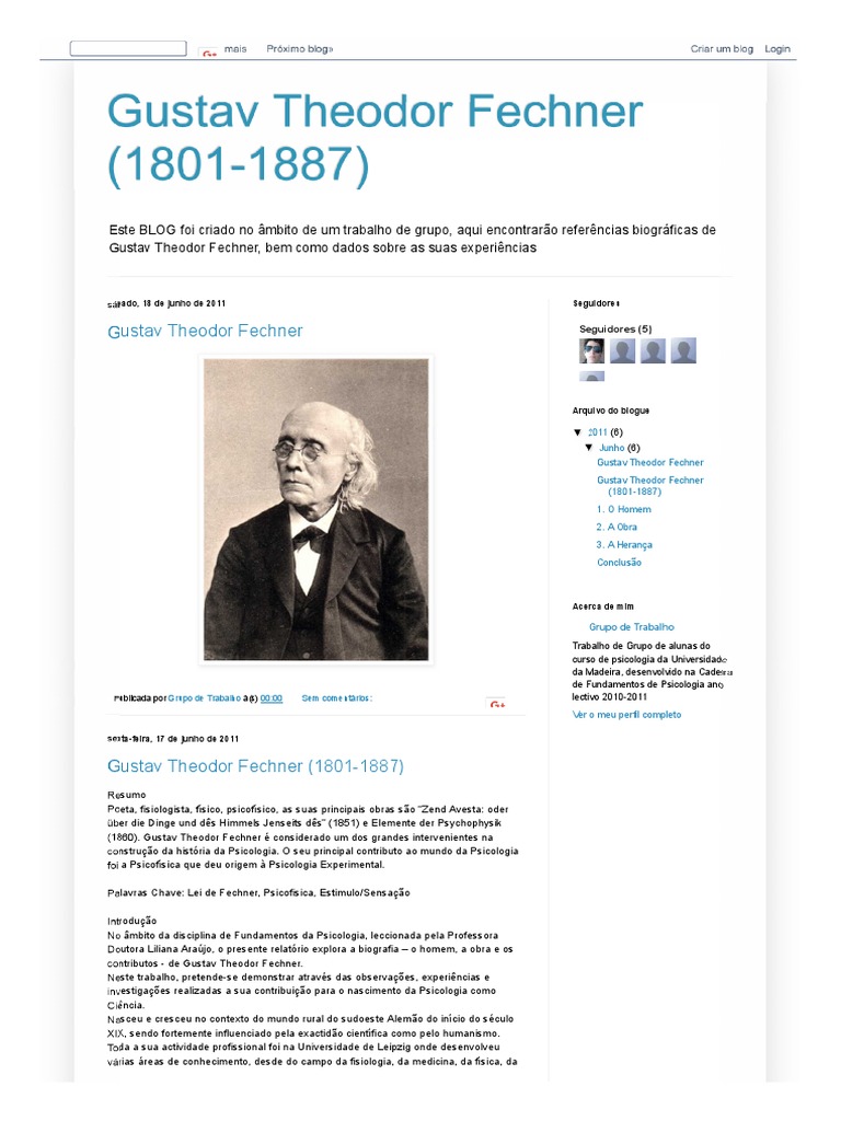 Gustav Theodor Fechner (1801-1887) | PDF | Percepção | Psicologia