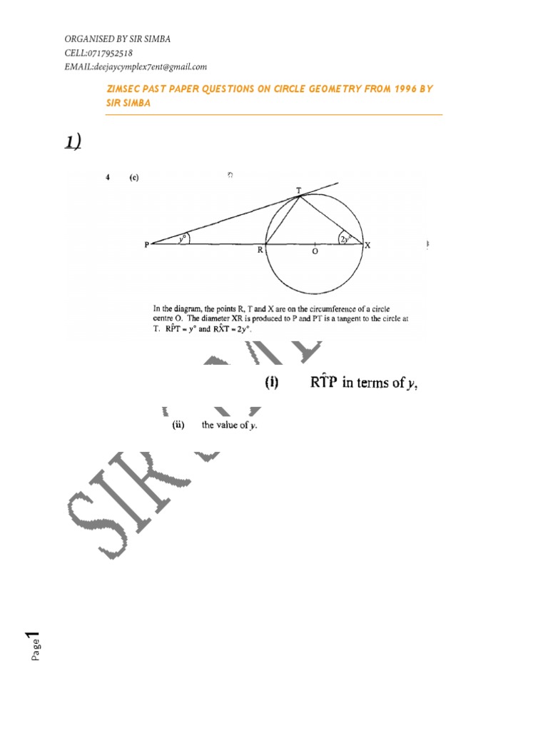 ZIMSEC Circle Geometry Past Papers | PDF | Games & Activities | Home ...