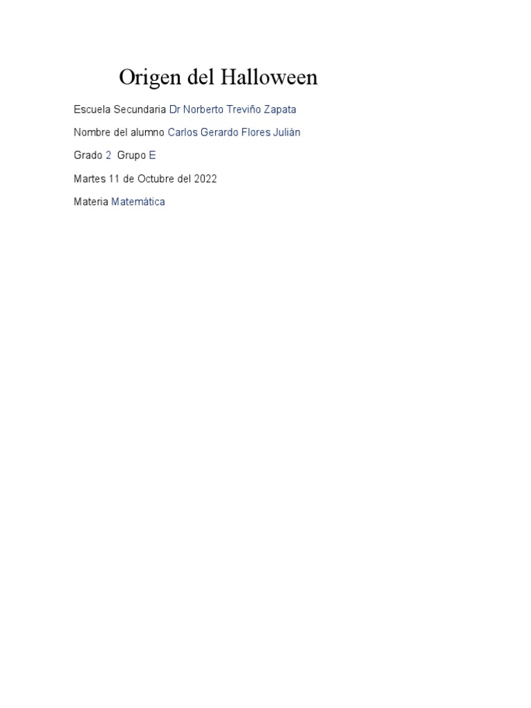 Orígenes y evolución de Halloween | PDF | Víspera de Todos los Santos ...