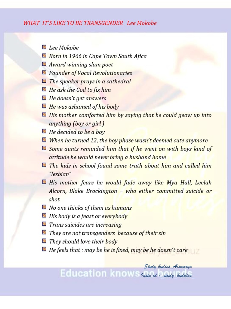 ZEITGEIST What It's Like To Be Transgender | PDF