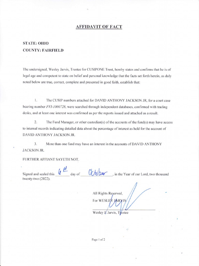 David Anthony Jackson JR Executed Affidavit CC 0728 | PDF