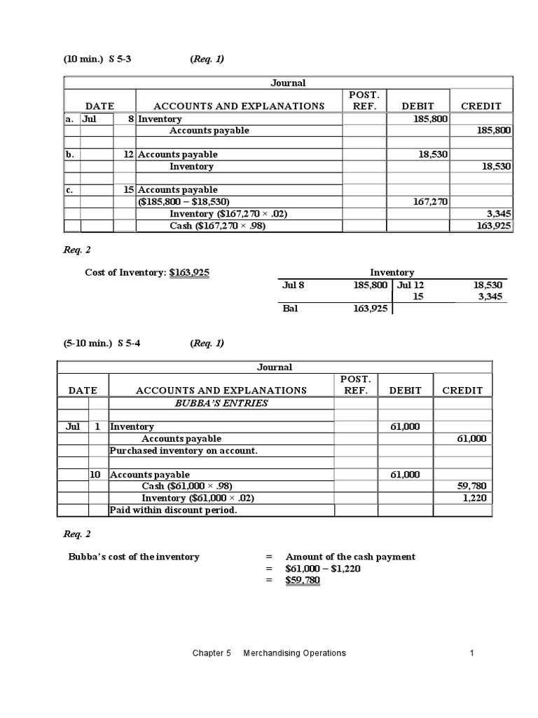 Accounting Chapter 5 Solutions | PDF | Debits And Credits | Retained ...