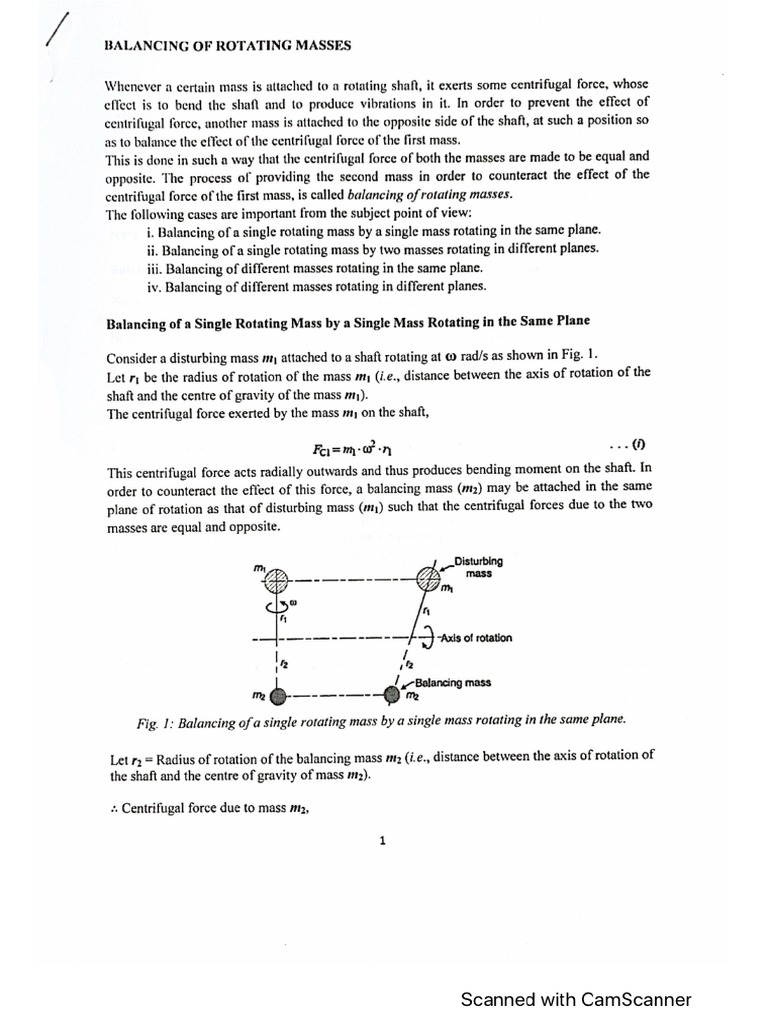 Balancing of Rotating Masses | PDF