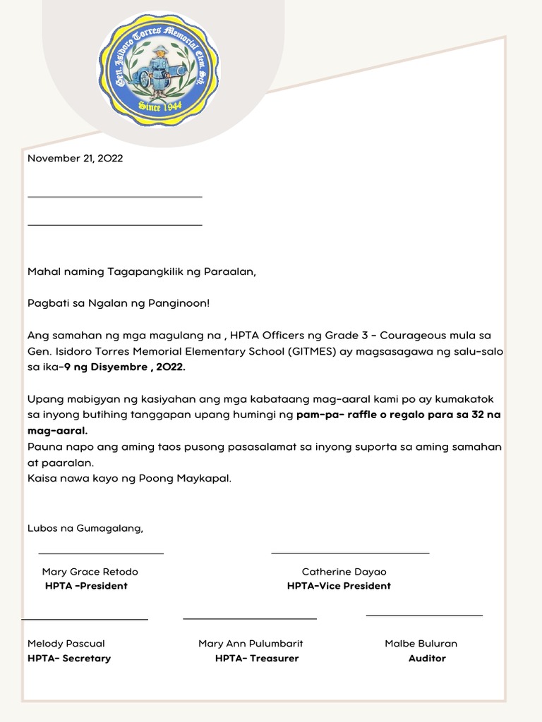 SOLICITATION LETTER For Christmas Party | PDF