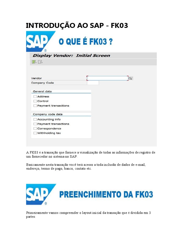 Introdução Ao Sap - Fk03 | PDF | Informática