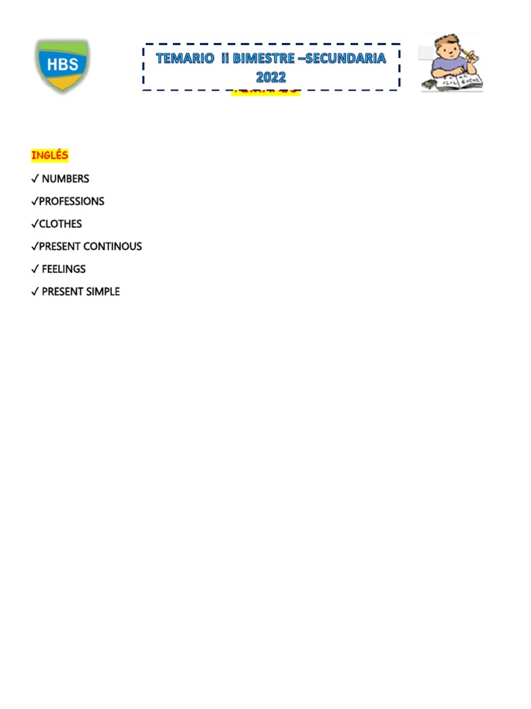 Temario Ingles Secundaria | PDF