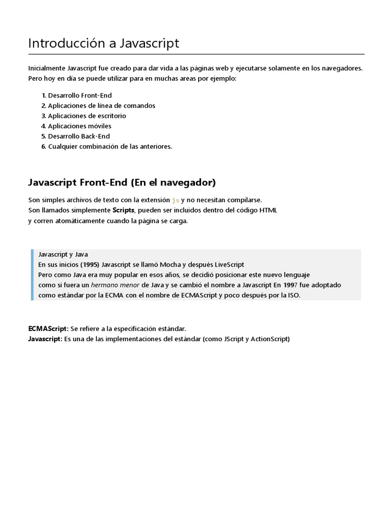 01 Introduccion JS | PDF | Script Java | Paradigmas de programación 01 Introduccion JS | PDF | Script Java | Paradigmas de programación