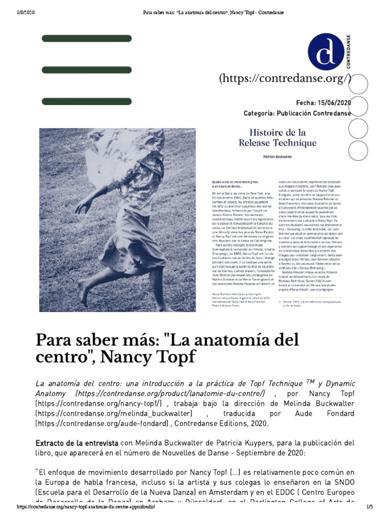 Para Saber Más - La Anatomía Del Centro - , Nancy Topf - Contredanse | PDF