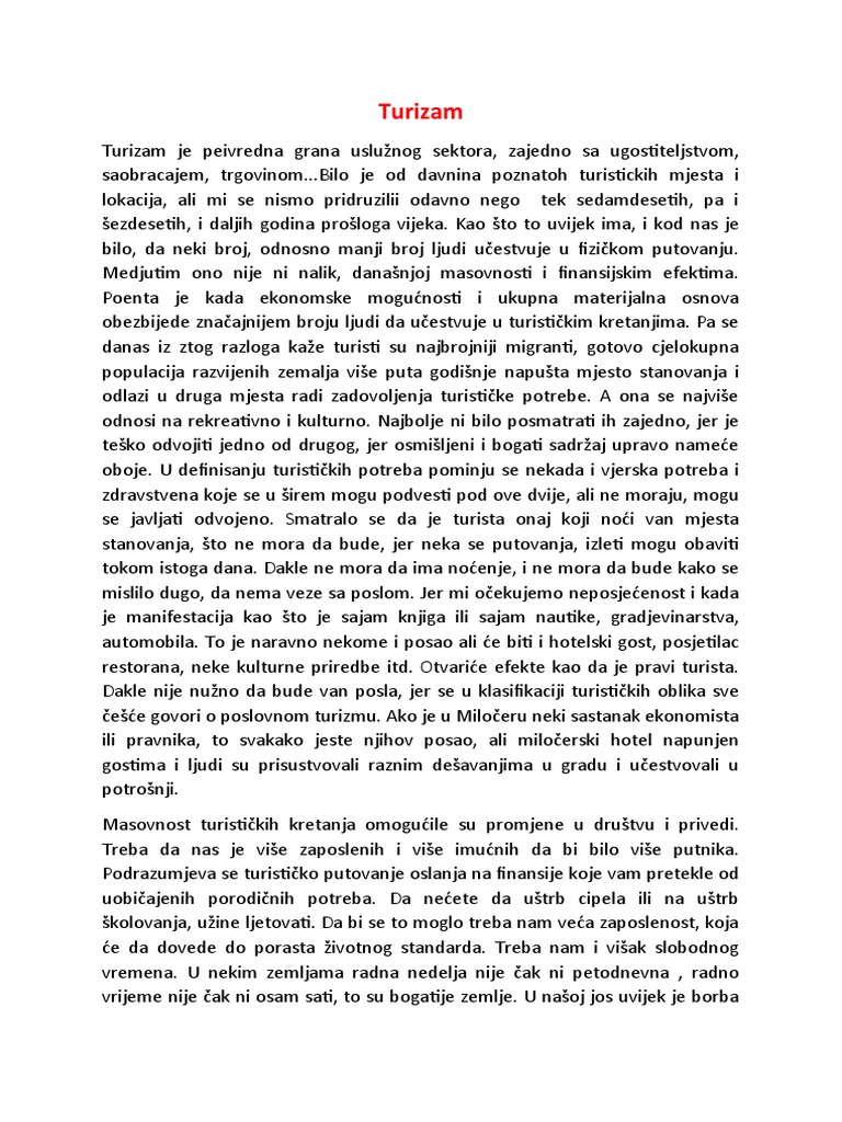 Turizam 1 | PDF