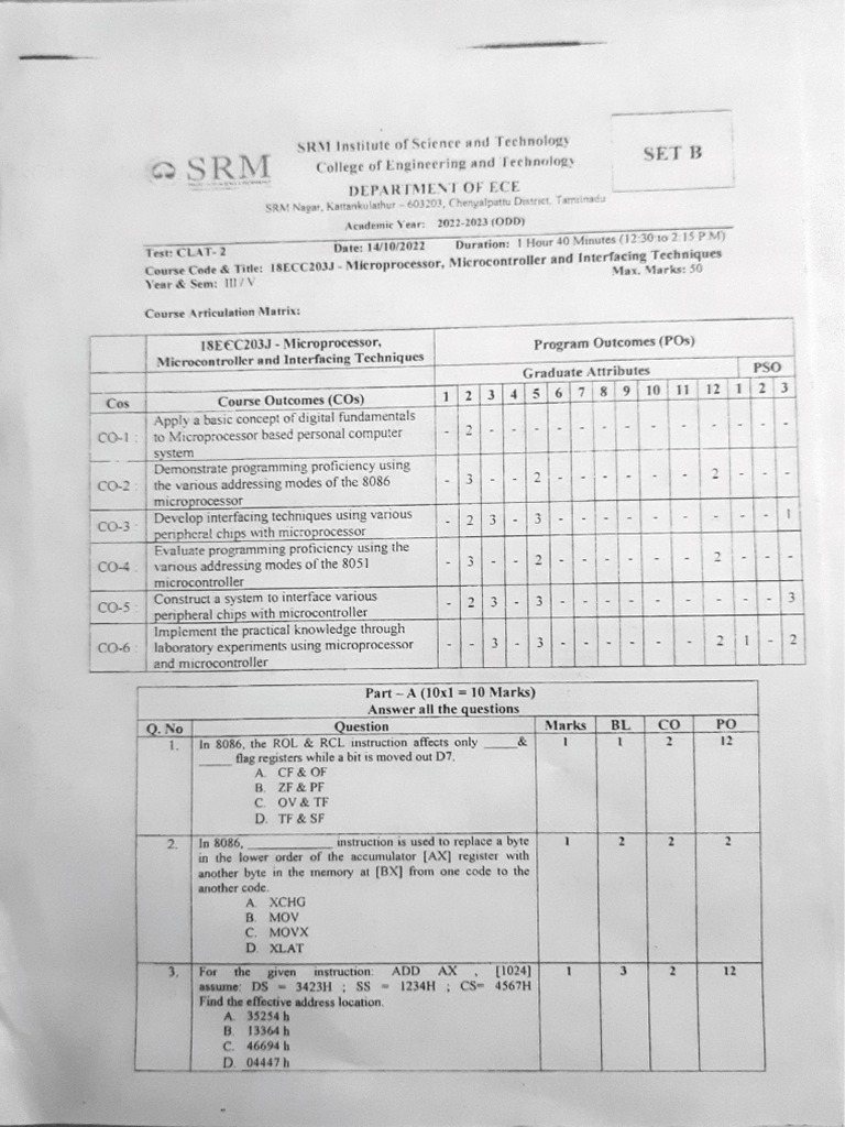 ECE Microprocessor Exam Guide | PDF | Microcontroller | Central ...