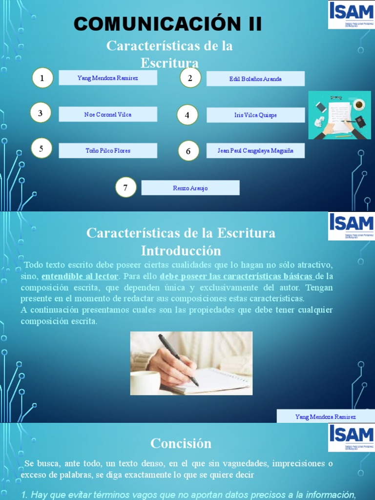 Características de la escritura | PDF | Comunicación | Gramática