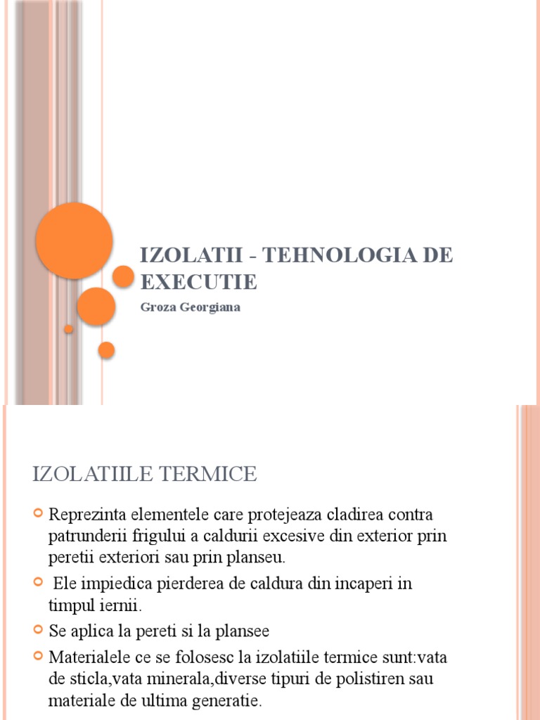 Izolatii - Tehnologia de Executie | PDF