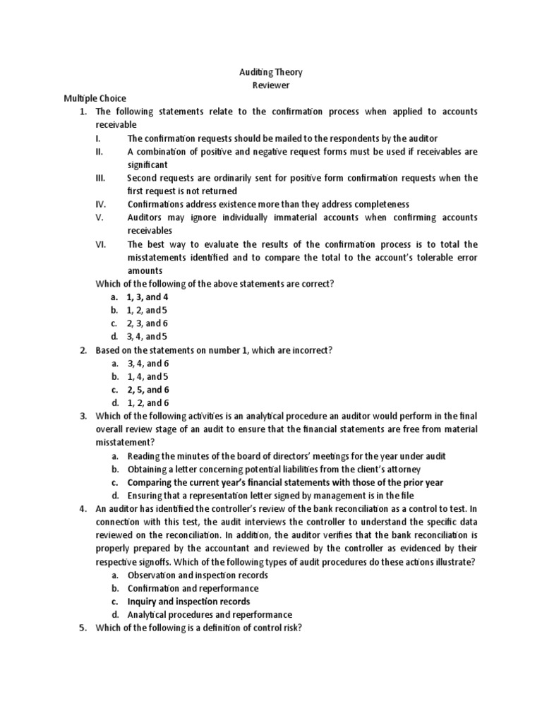 Auditing Theory | PDF | Internal Control | Financial Audit
