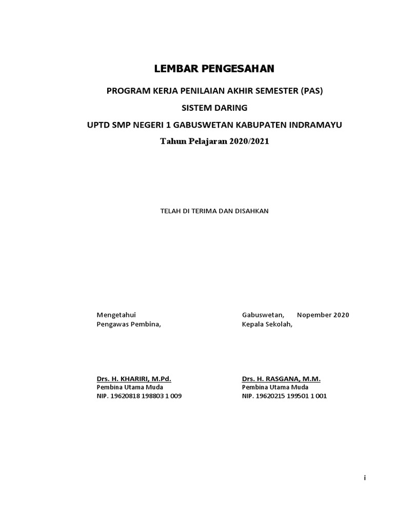 Program Kerja Pas 2020-2021 (Fix) | PDF