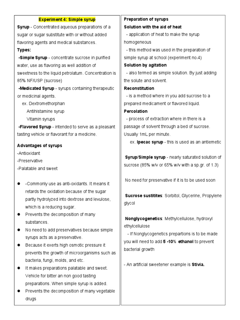 PDDS Laboratory Midterms Reviewer | PDF | Emulsion | Syrup