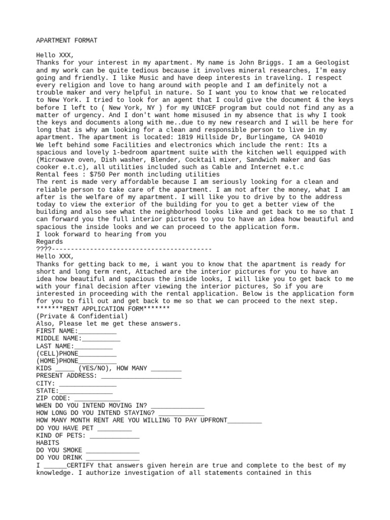 apartment-format2 | PDF | Apartment | Lease