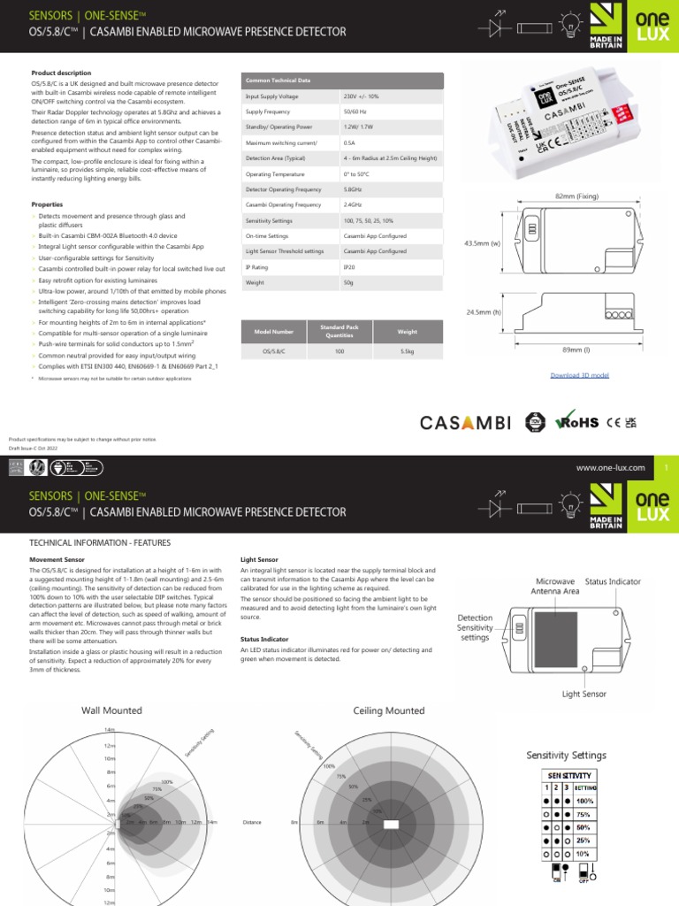 One Sense 5 8 C Issc | PDF | Sensor | Mains Electricity