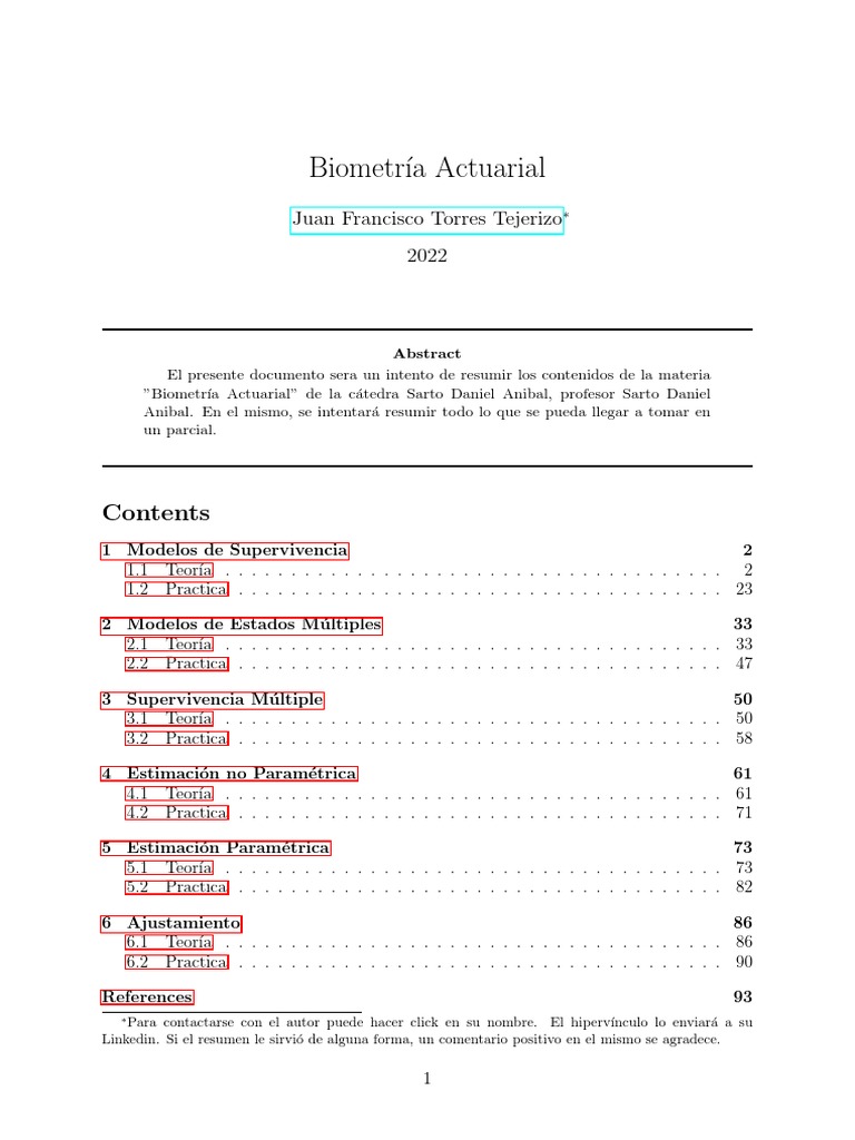 Biometr A Actuarial | PDF | Variable aleatoria | Valor esperado