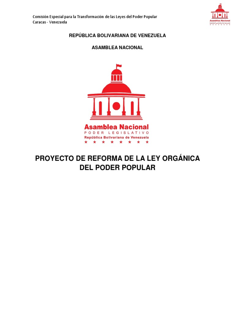 Reforma de la Ley Orgánica del Poder Popular | PDF | Venezuela | Estado ...