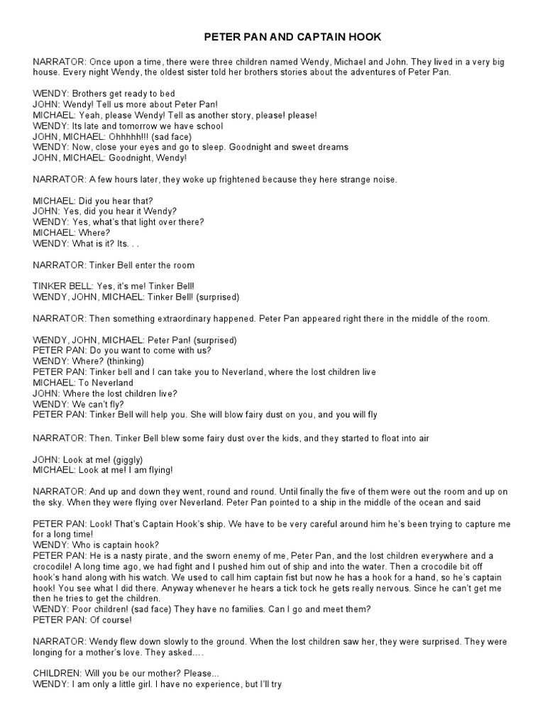 The Adventures of Peter Pan, Wendy, and Their Battle Against the Infamous Captain Hook | PDF ...