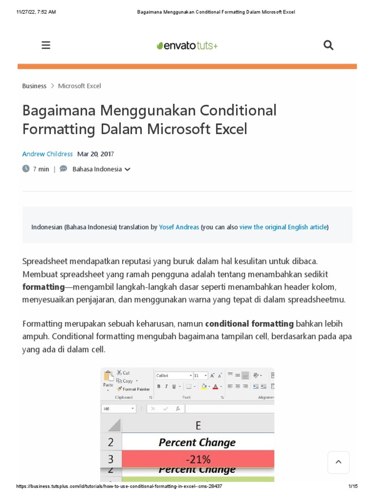 Bagaimana Menggunakan Conditional Formatting Dalam Microsoft Excel | PDF